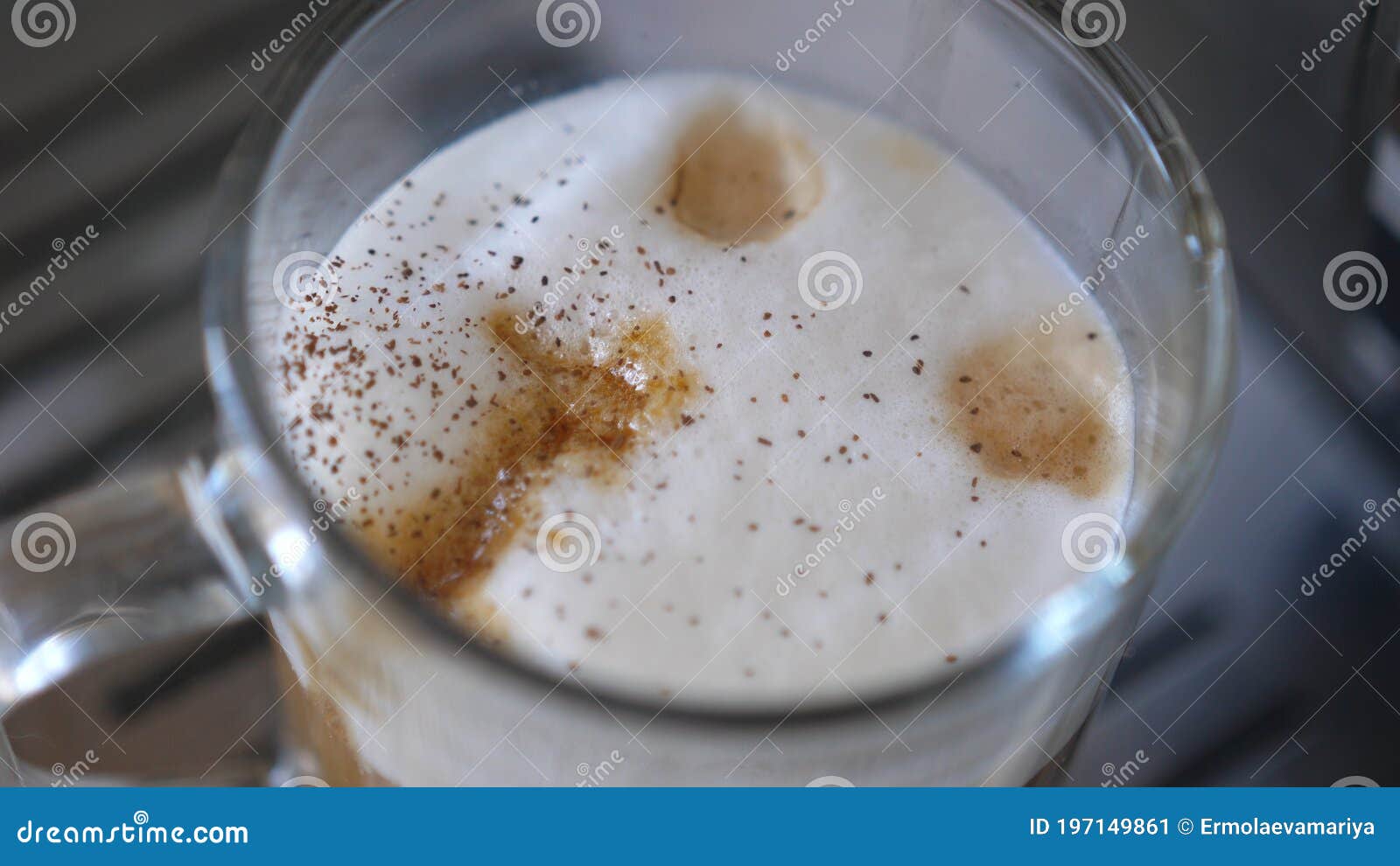 Pouring Cinnamon Powder into Cappuccino Coffee Cup Stock Image - Image ...