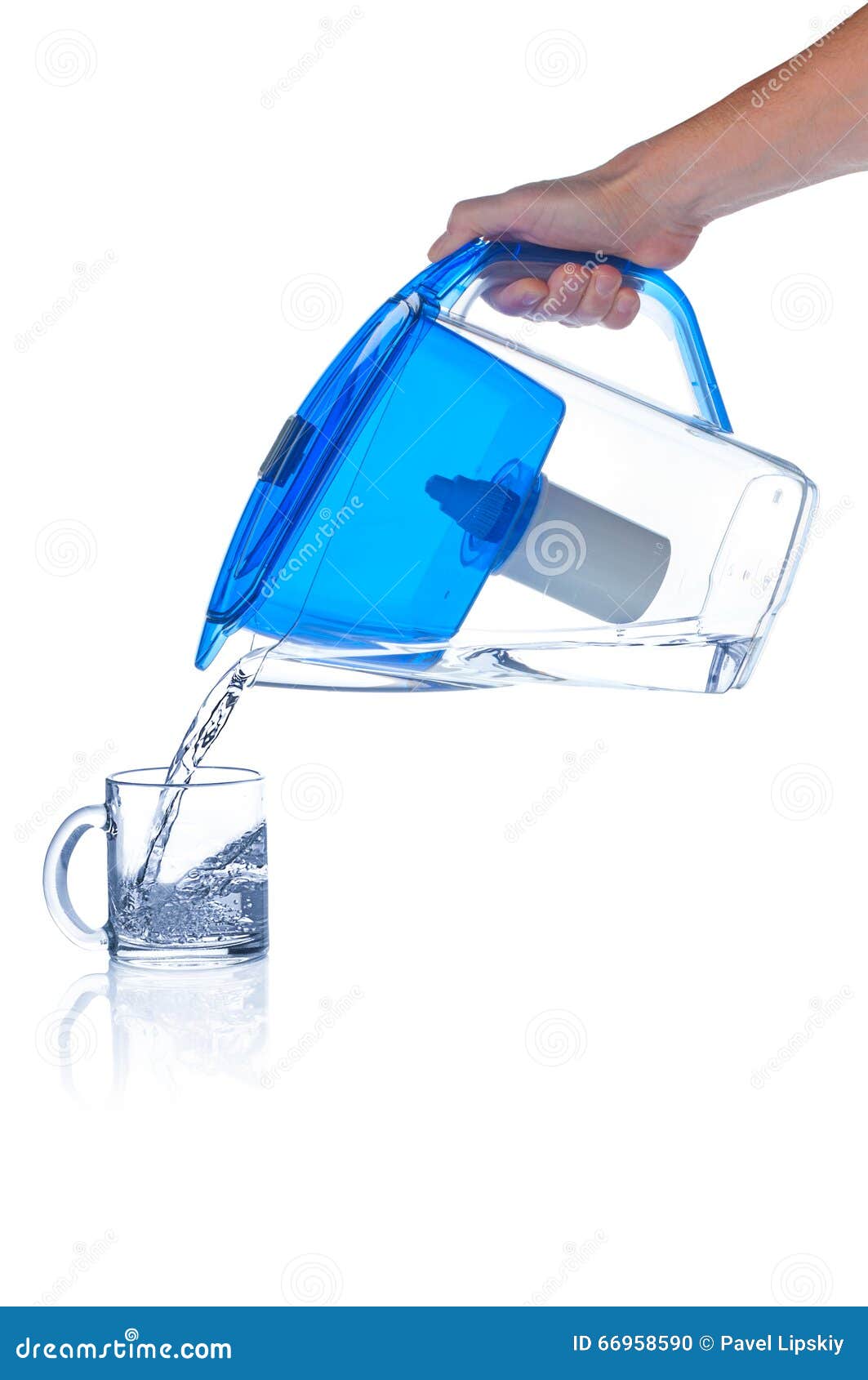 Pouring Clean Water from Water Filter Pitcher Stock Photo - Image of ...