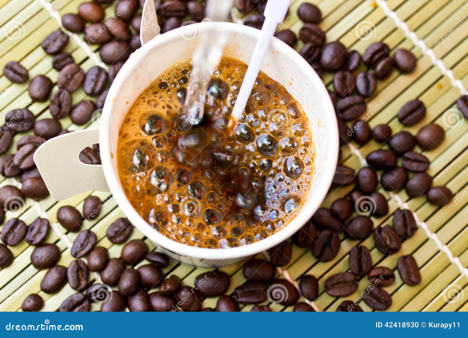 Pouring Coffee and Coffee-beans Stock Photo - Image of natural, aroma ...