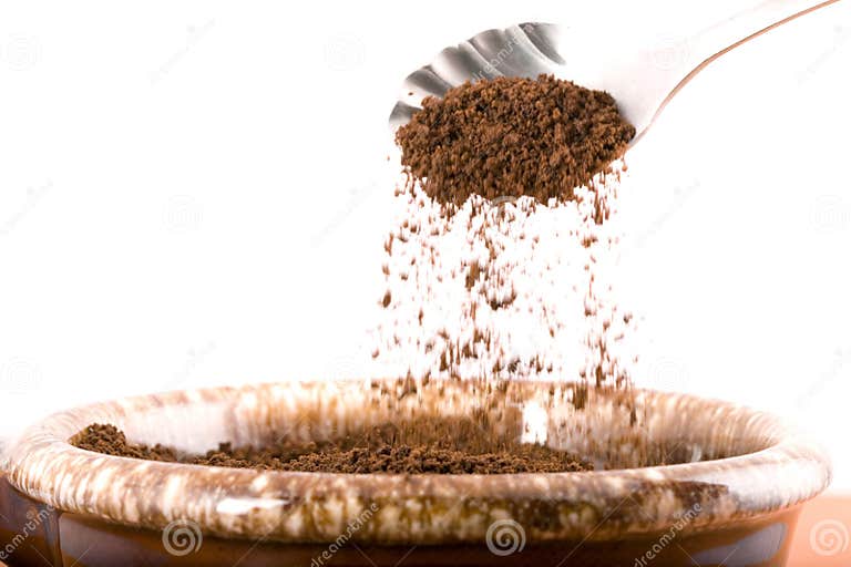Pouring coffee grounds. stock photo. Image of bean, pour - 12345998