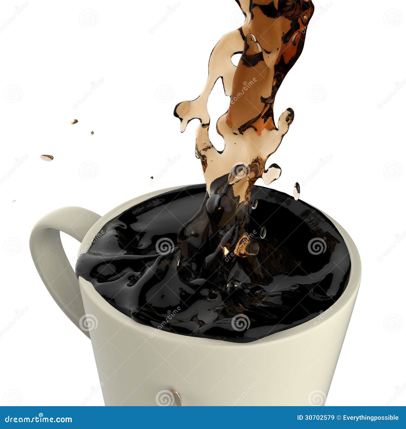 Pouring Coffee Splashing into Red Mug Stock Illustration - Illustration ...