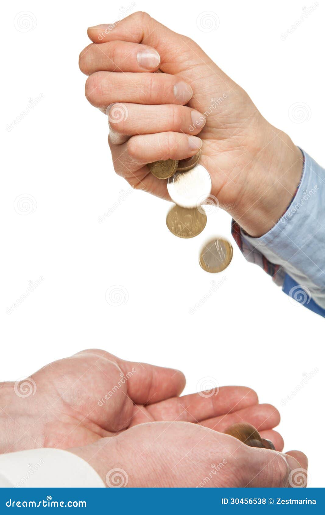 Pouring coins into hands stock photo. Image of earning - 30456538