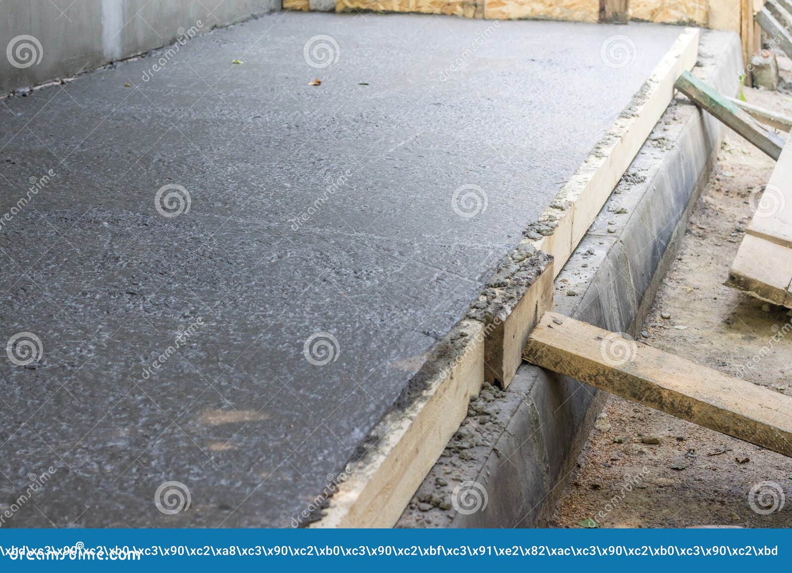 Pouring the Concrete Base of the House. Formwork Home Construction ...