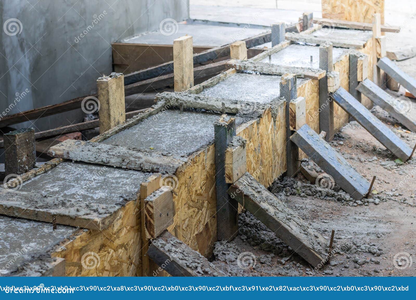 Pouring The Concrete Base Of The House. Formwork Home Construction ...