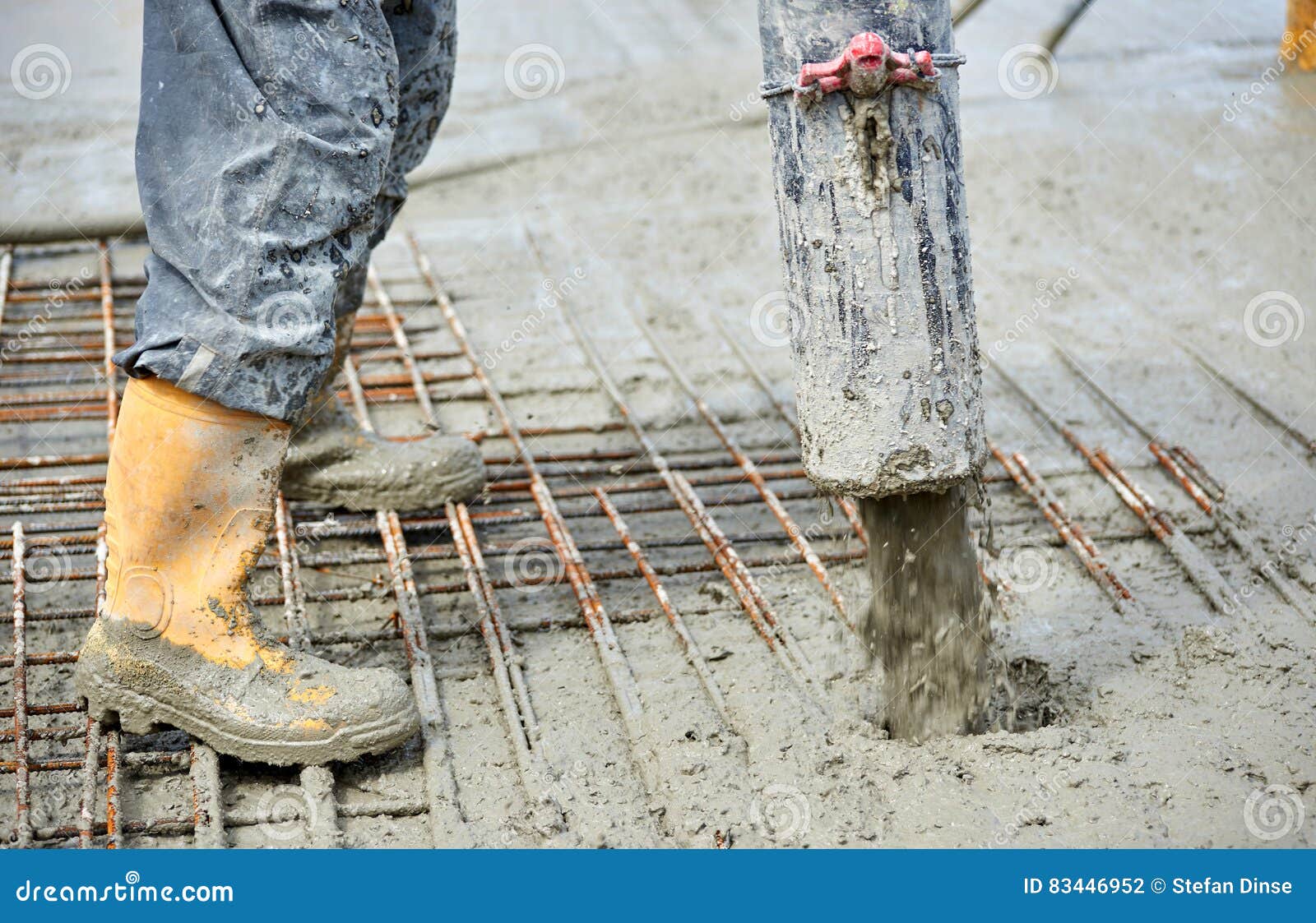 Pouring concrete stock photo. Image of cement, contracting - 83446952