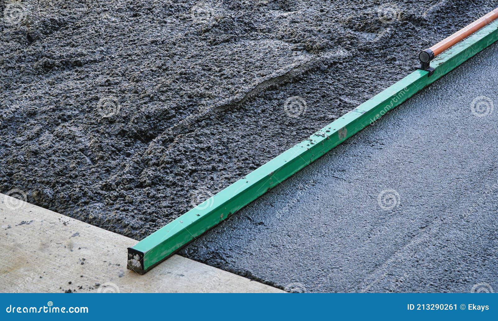 Pouring of Concrete for a Driveway Stock Image - Image of metal ...