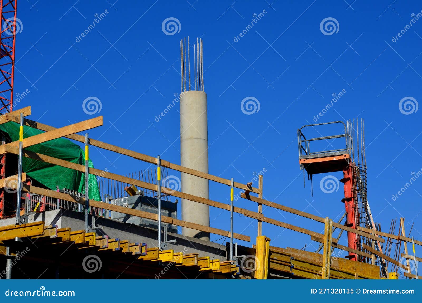 Pouring Concrete into the Form. Formwork in the Form of a Cylinder ...