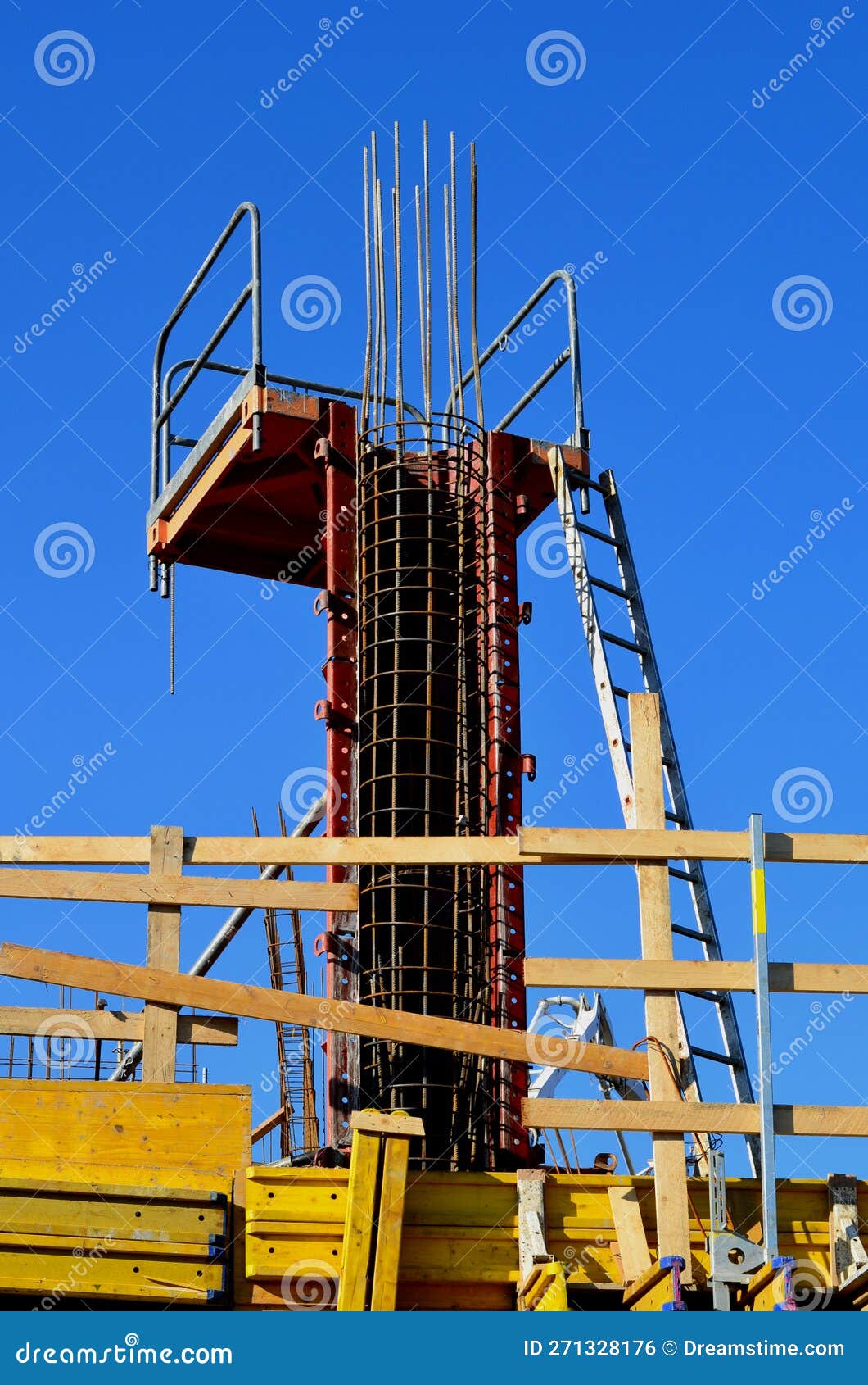 Pouring Concrete into the Form. Formwork in the Form of a Cylinder ...