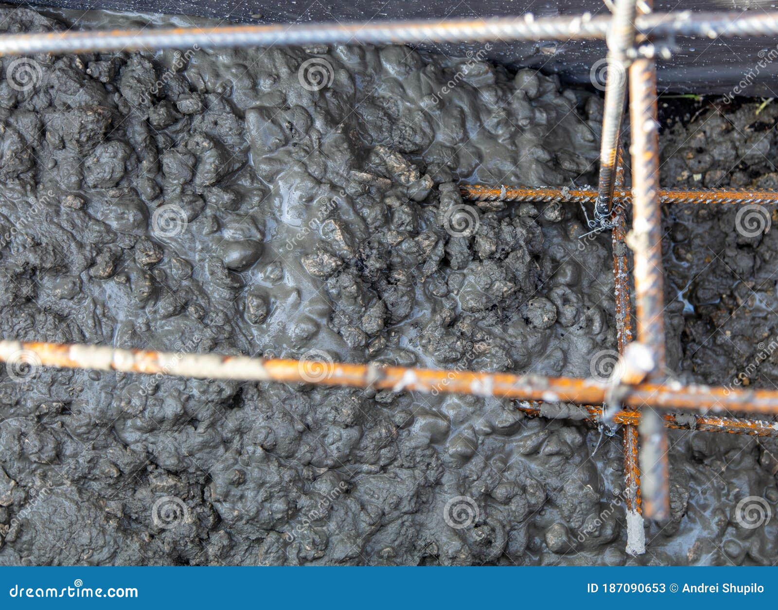 Pouring Concrete into the Foundation at a Construction Site Stock Image ...