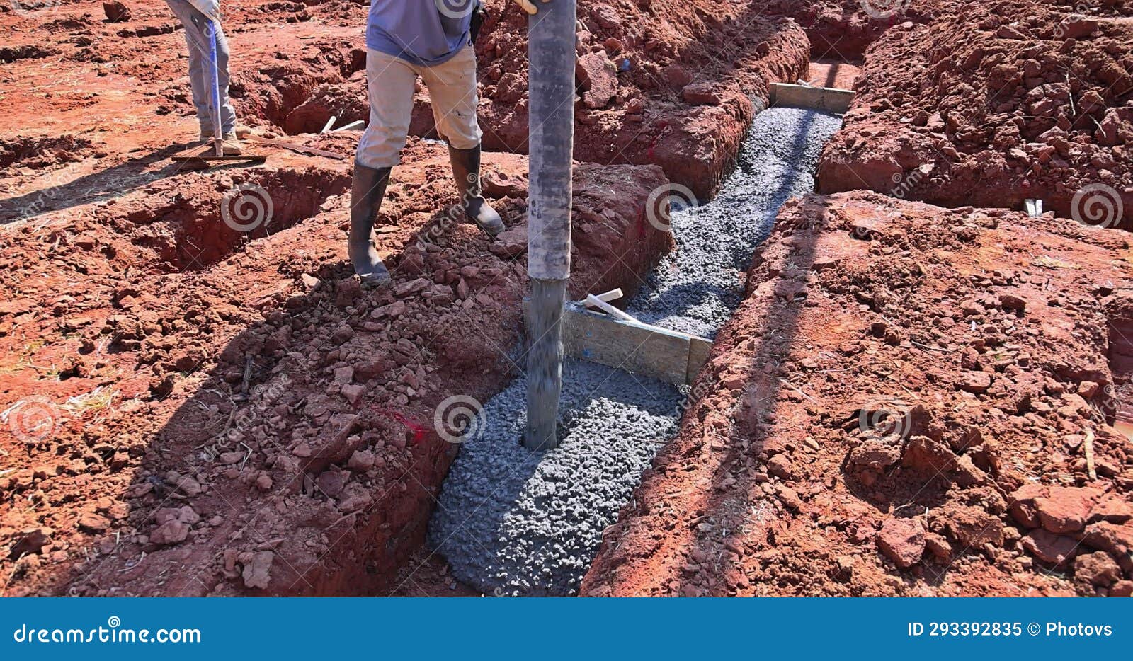 Pouring Concrete Foundation at Construction Site by Worker Stock Video ...