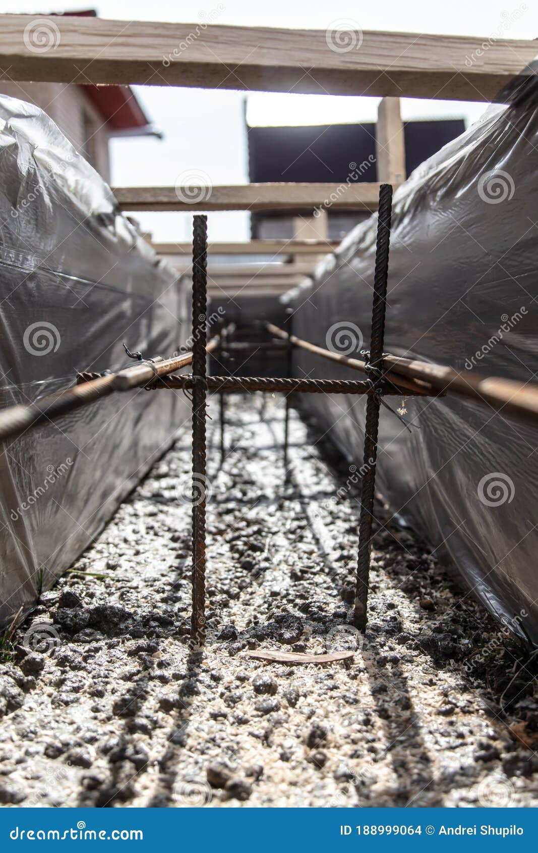 Pouring Concrete into the Foundation at a Construction Site Stock Photo ...
