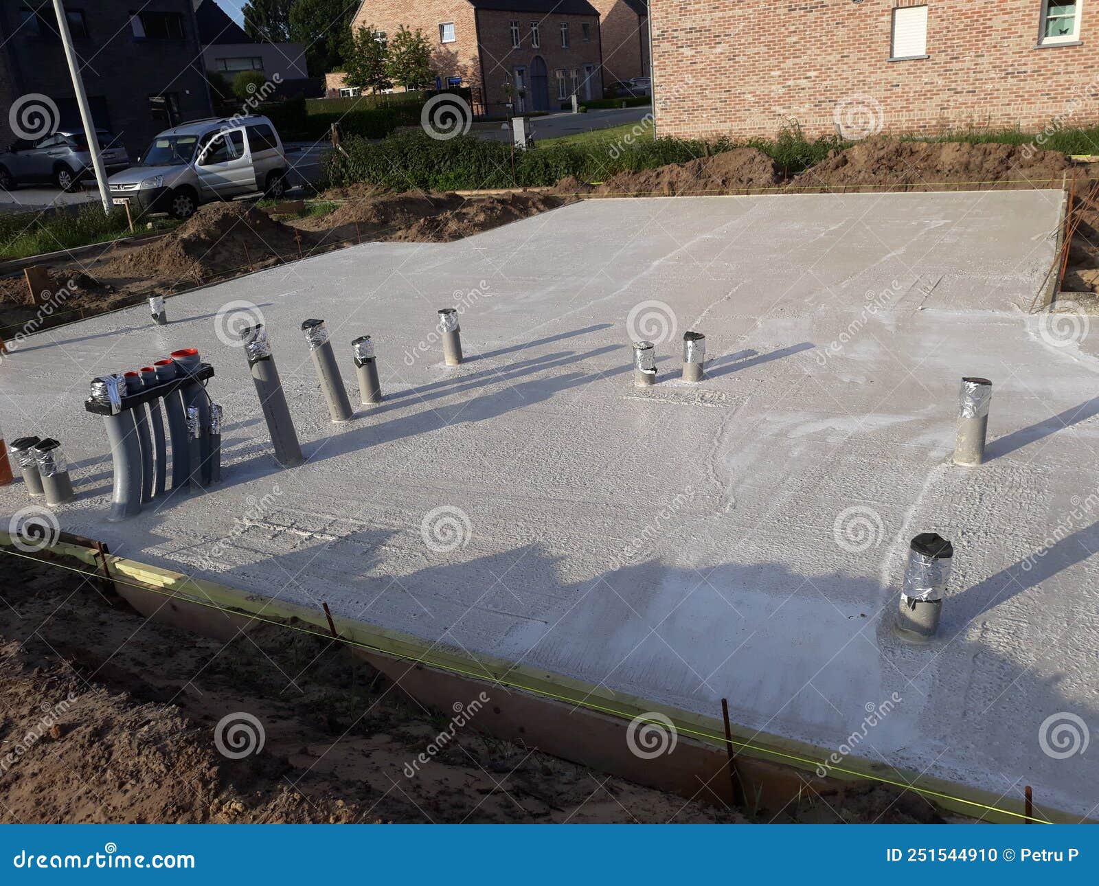 Pouring Concrete Foundation House Construction Stock Photo - Image of ...