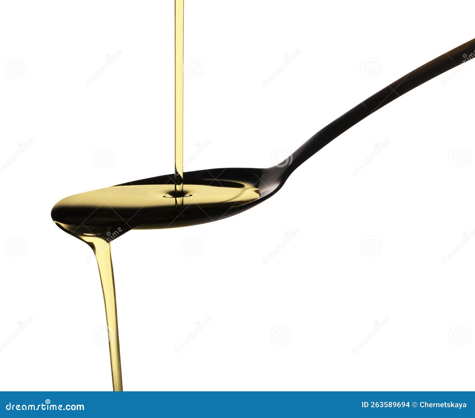 Pouring Cooking Oil into Spoon on White Background Stock Photo - Image ...