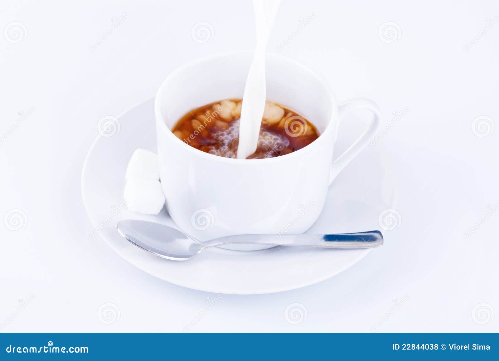 Pouring Cream into a Cup of Coffee Stock Photo - Image of dessert ...