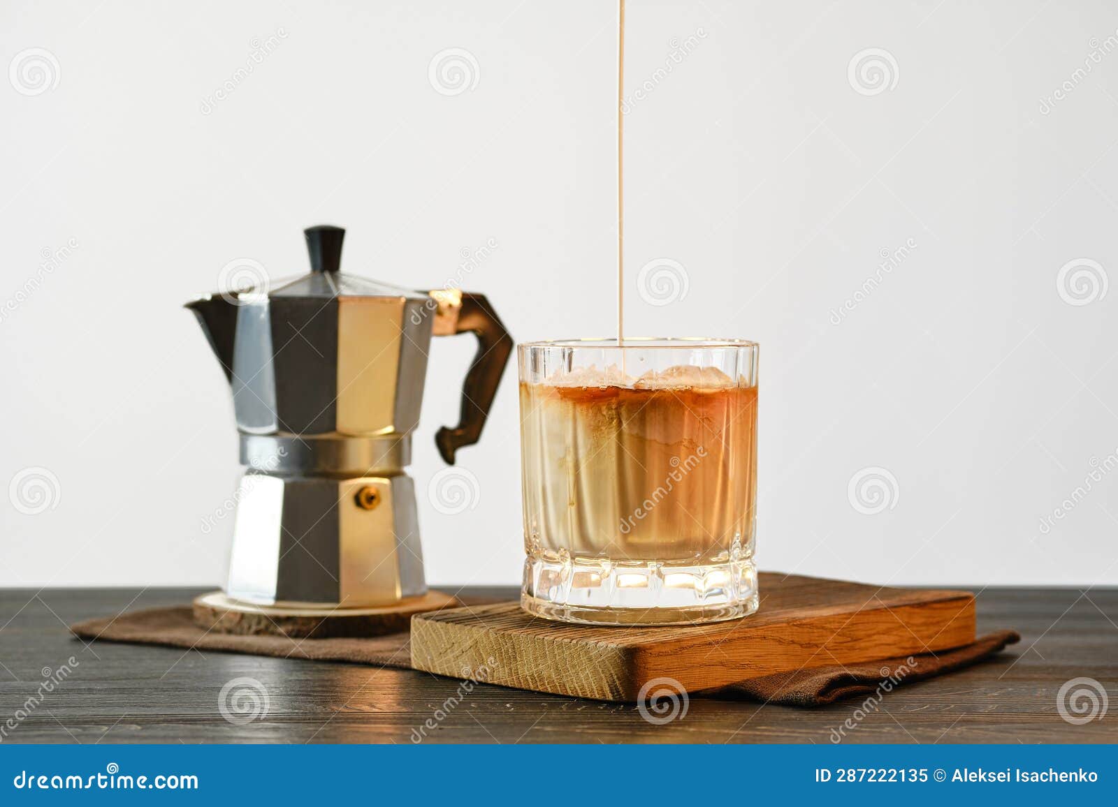 Pouring Cream into Iced Coffee Stock Image - Image of milk, coffee ...