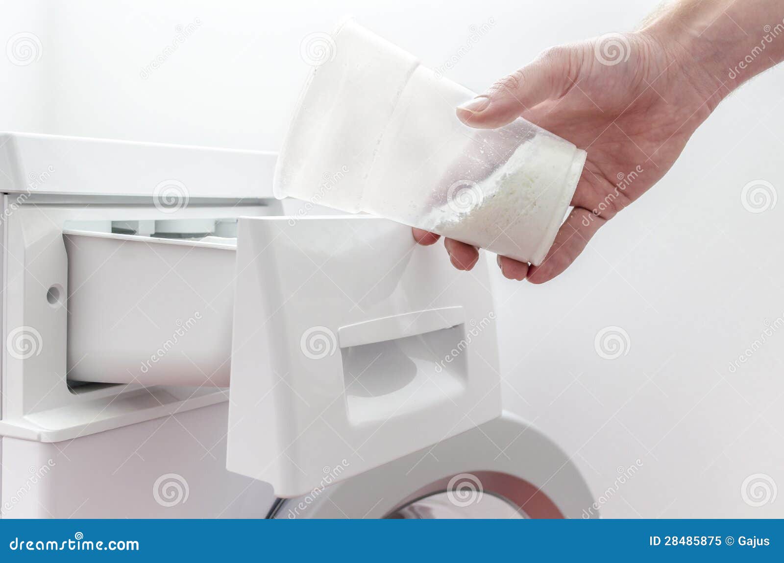 Pouring Detergent into the Washing Machine Stock Image - Image of ...