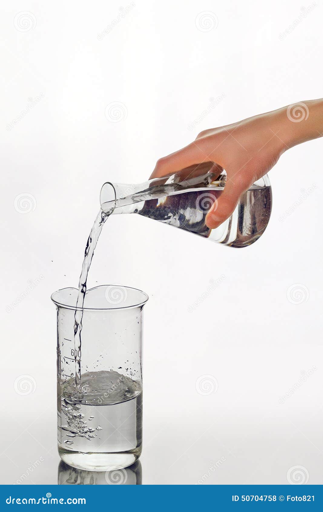 Hand Pouring Chemical Liquid Into Flask Isolated Stock Photo ...