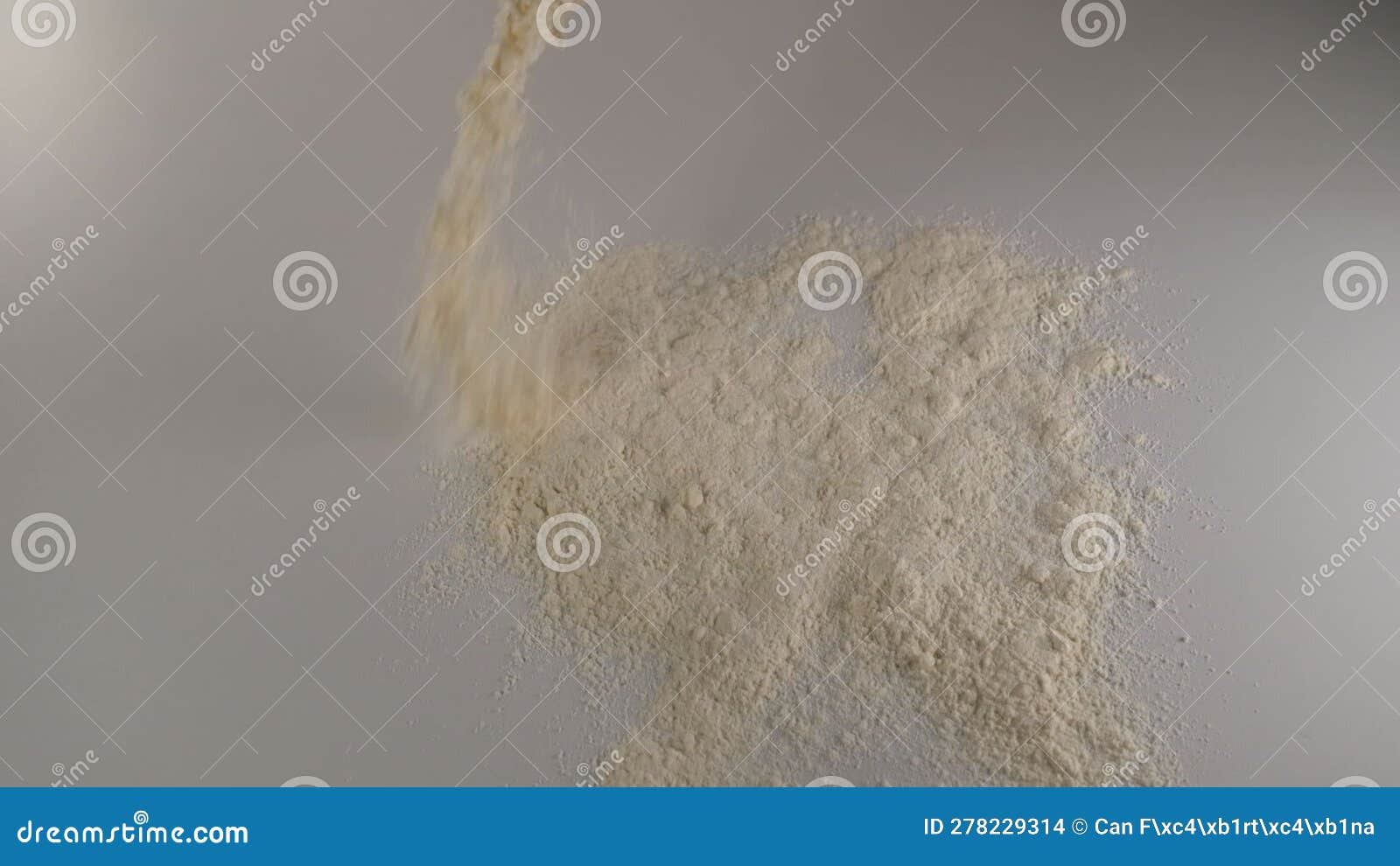 Pouring flour on the bench stock footage. Video of closeup - 278229314