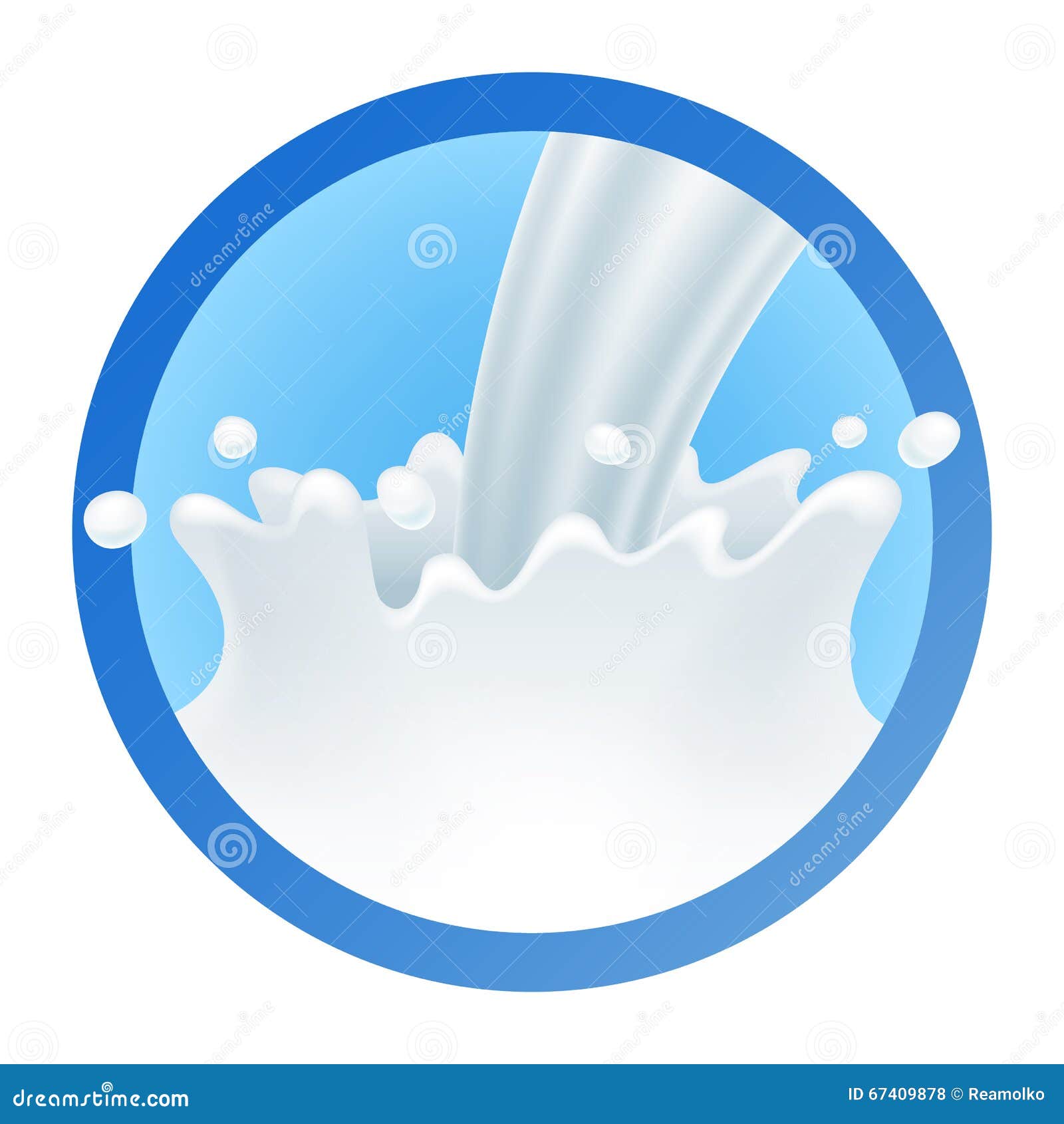 Pouring Flowing Milk in Round Frame Badge. Stock Vector - Illustration ...