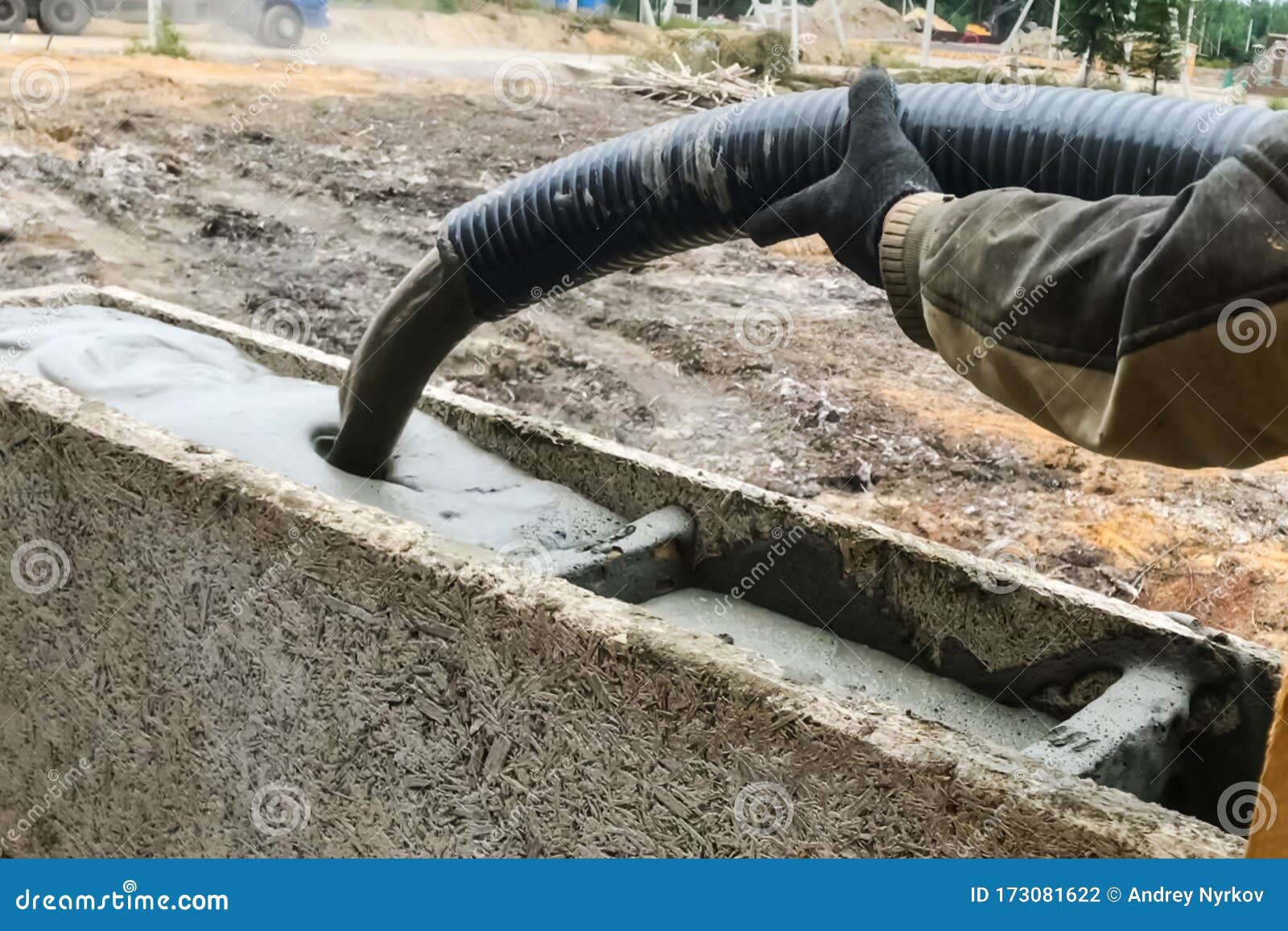 Pouring Foam into Formwork To Create Walls Stock Photo - Image of ...