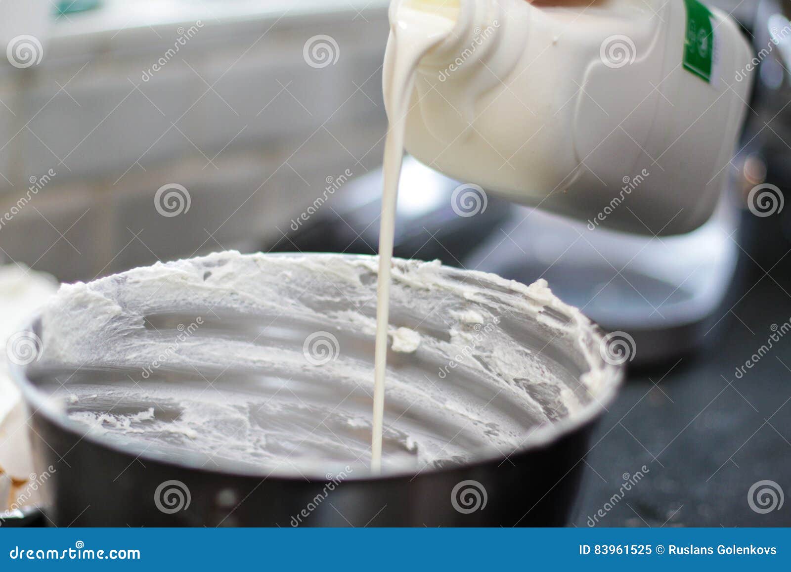 Pouring fresh milk stock image. Image of whisk, blender - 83961525