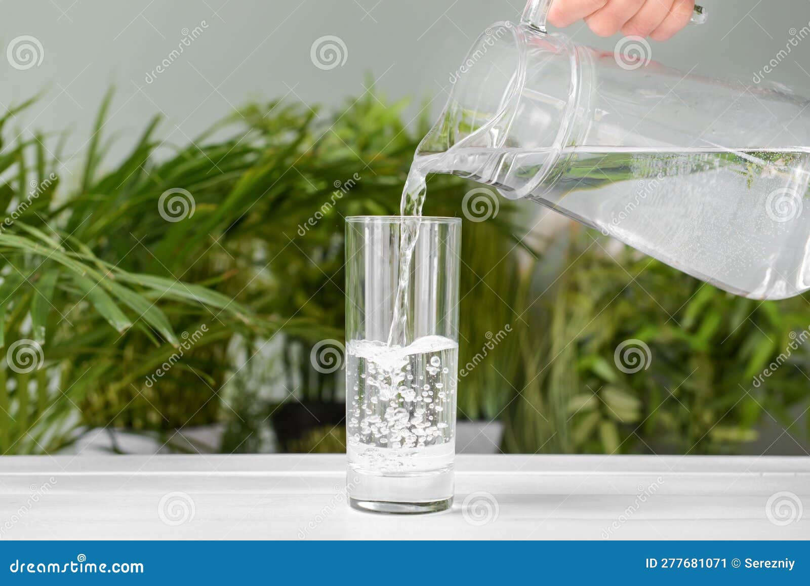 Pouring of Fresh Water into Glass on Table Stock Image - Image of fresh ...