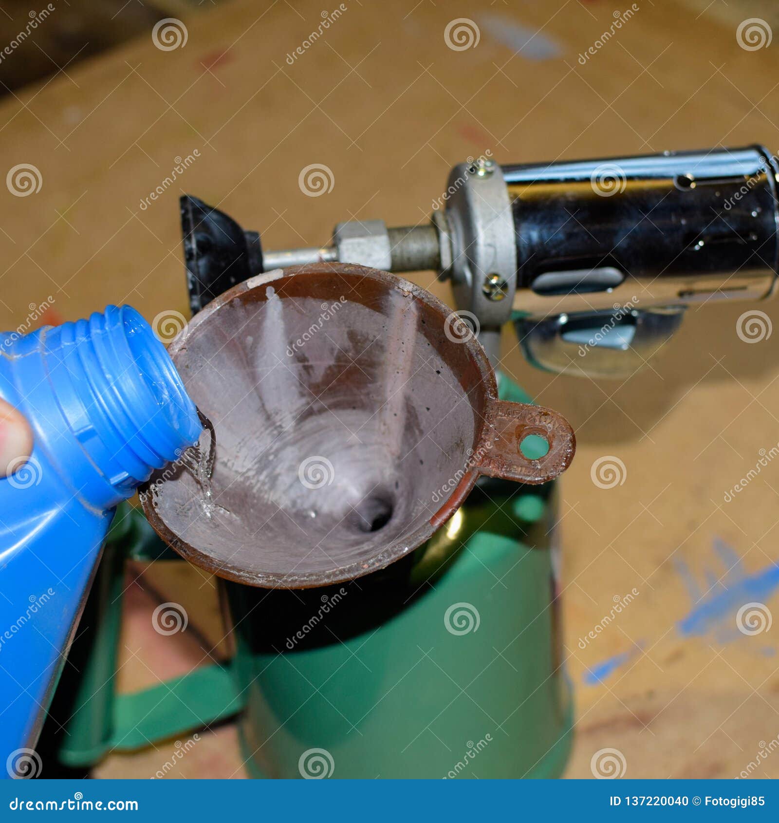 Pouring Gasoline Blowtorch through the Stock Photo - Image of plumbing ...