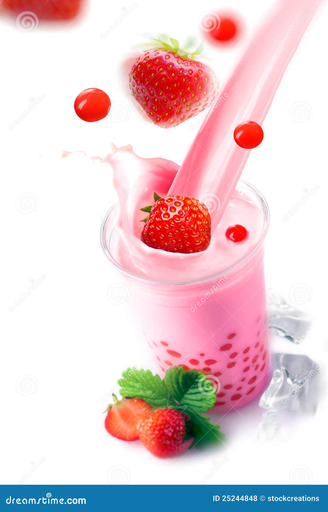 Pouring a Glass of Strawberry Boba Tea Stock Photo - Image of fruit ...