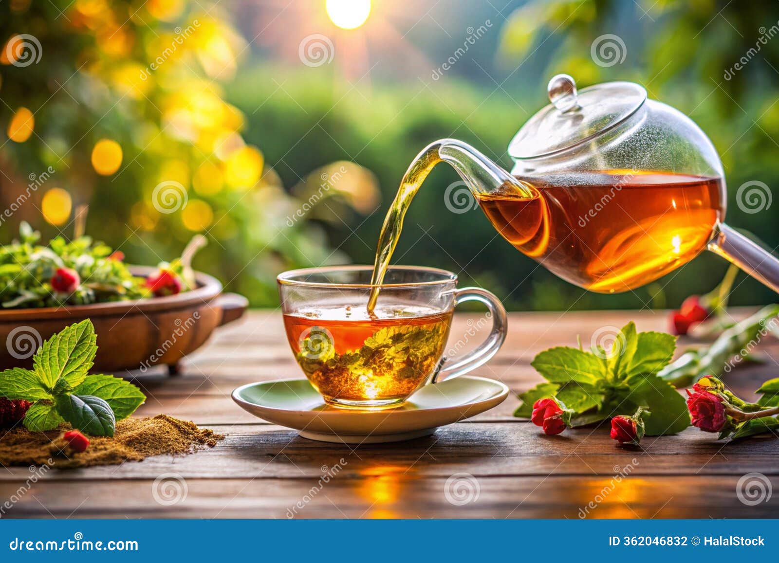 Pouring Healthy Tea into Cup Stock Illustration - Illustration of ...