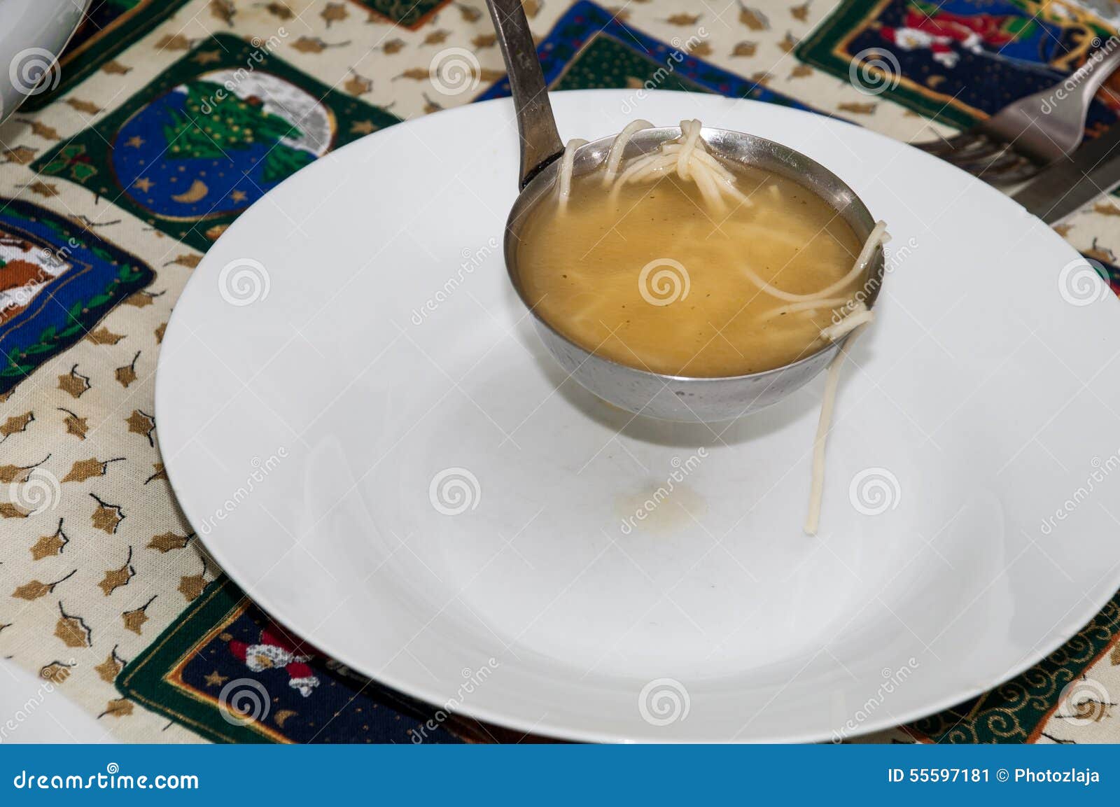 Pouring Homemade Soup in the Plate Stock Image - Image of dinner ...
