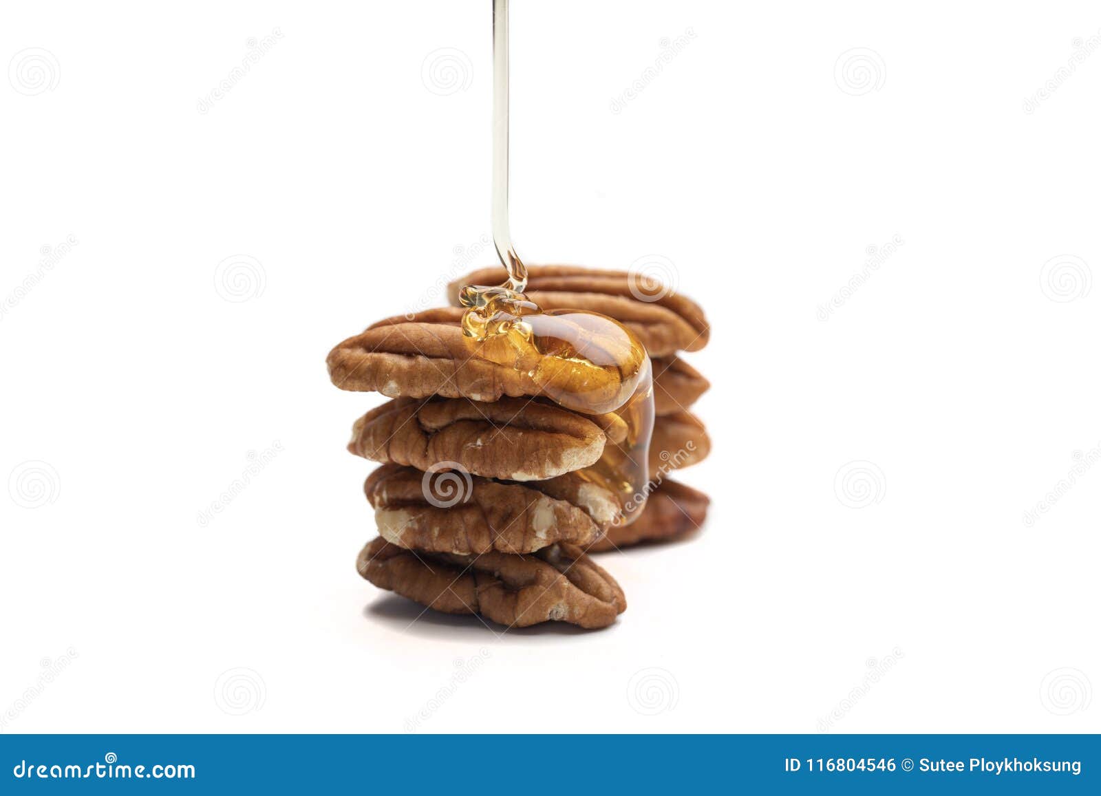 Pouring Honey on Fresh Pecans Stock Photo - Image of gourmet, peeled ...