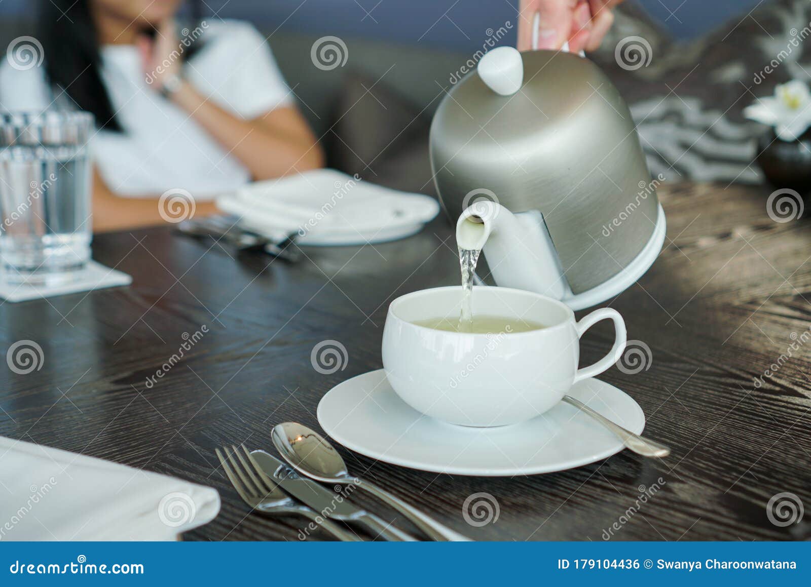 Pouring Hot Tea into Tea Cup. Stock Photo - Image of plant, natural ...