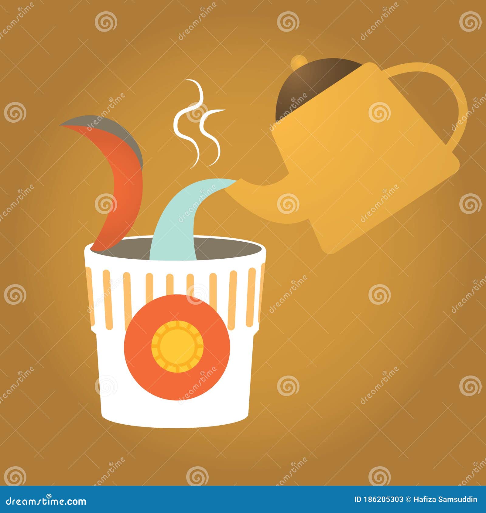 Pouring Hot Water in a Cup. Vector Illustration Decorative Design Stock ...