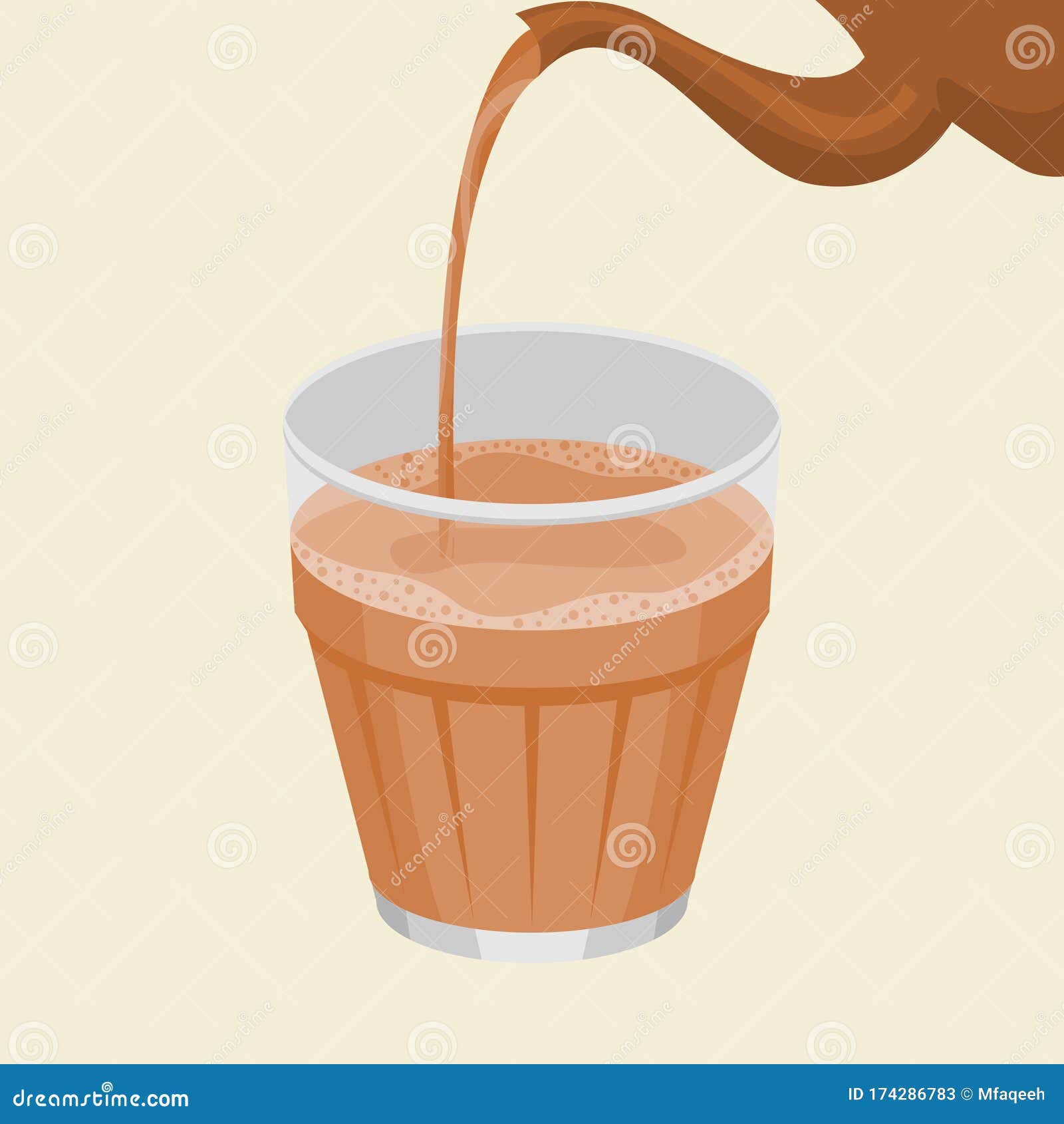Pouring Masala Chai from Kettle into Mug Vector Illustration Stock ...