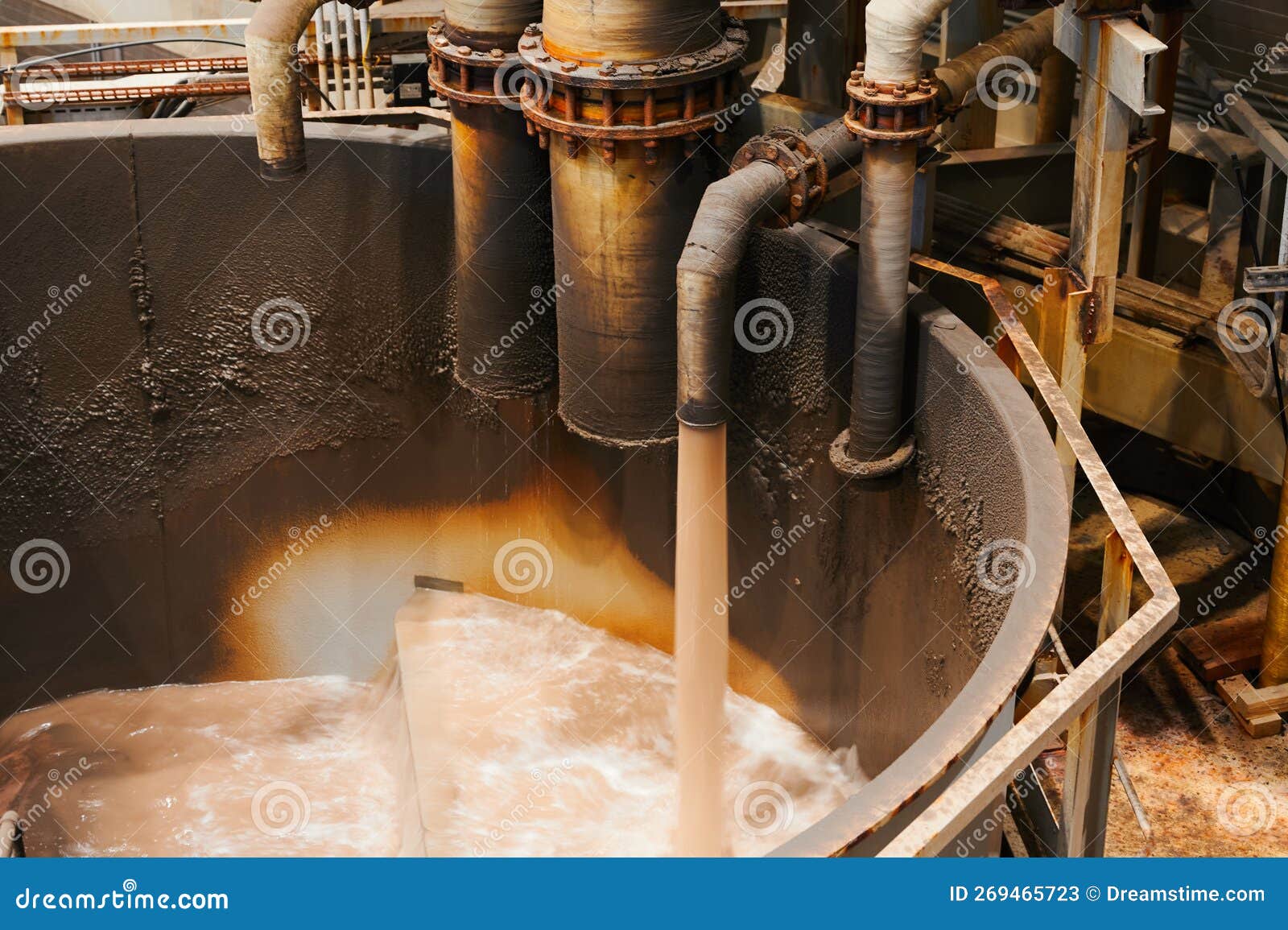 Pouring Liquid into Huge Bath of Modern Floatation Machine Stock Image ...