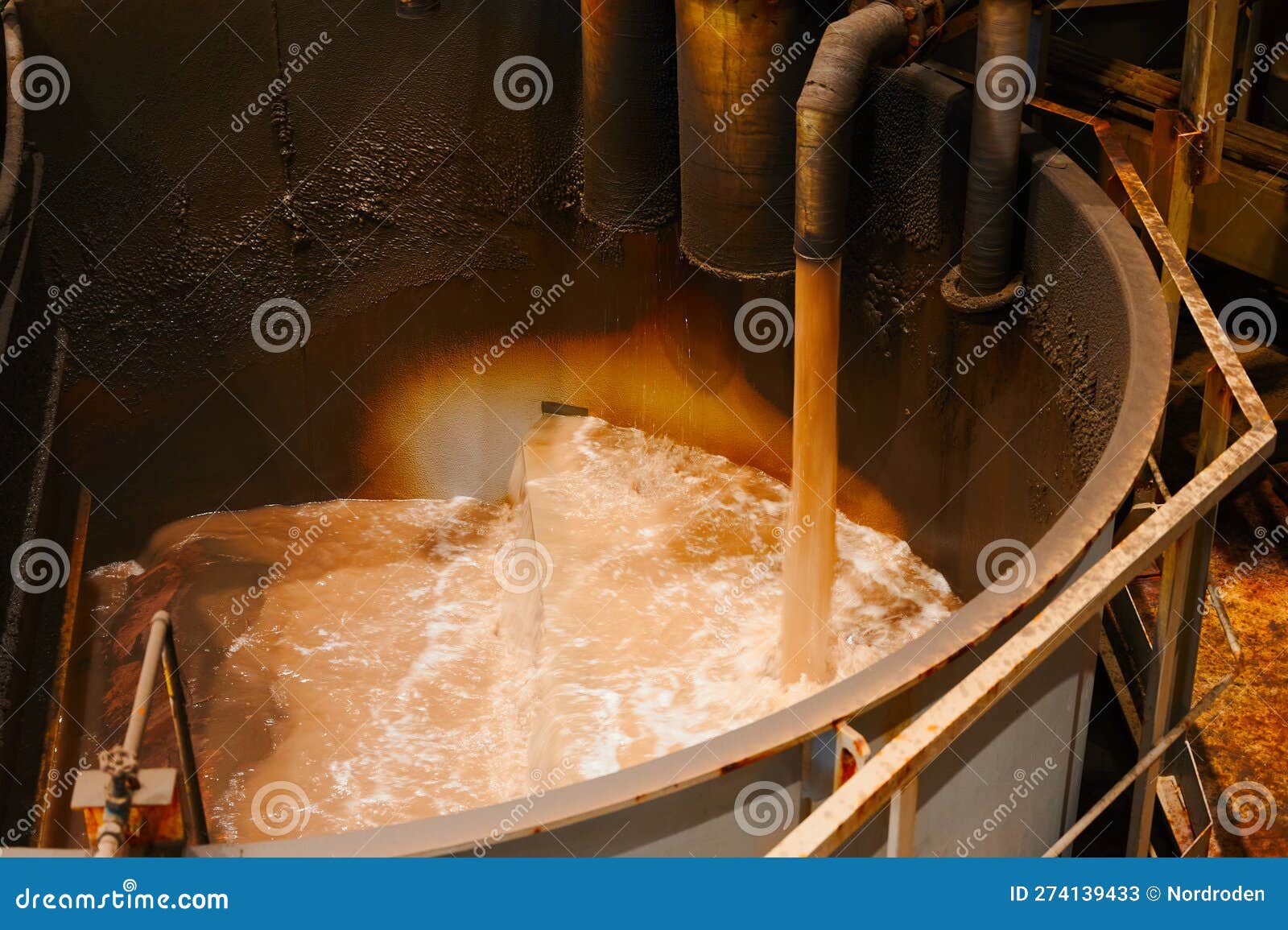 Pouring Liquid into Huge Bath of Modern Floatation Machine Stock Image ...