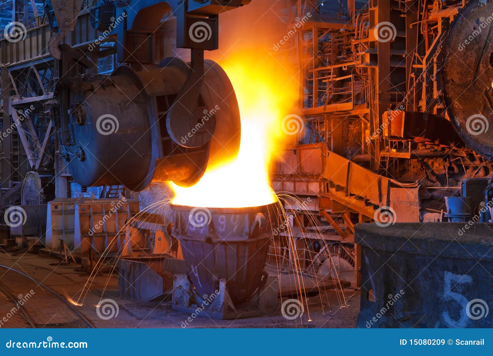 Pouring of liquid metal stock image. Image of burning - 15080209