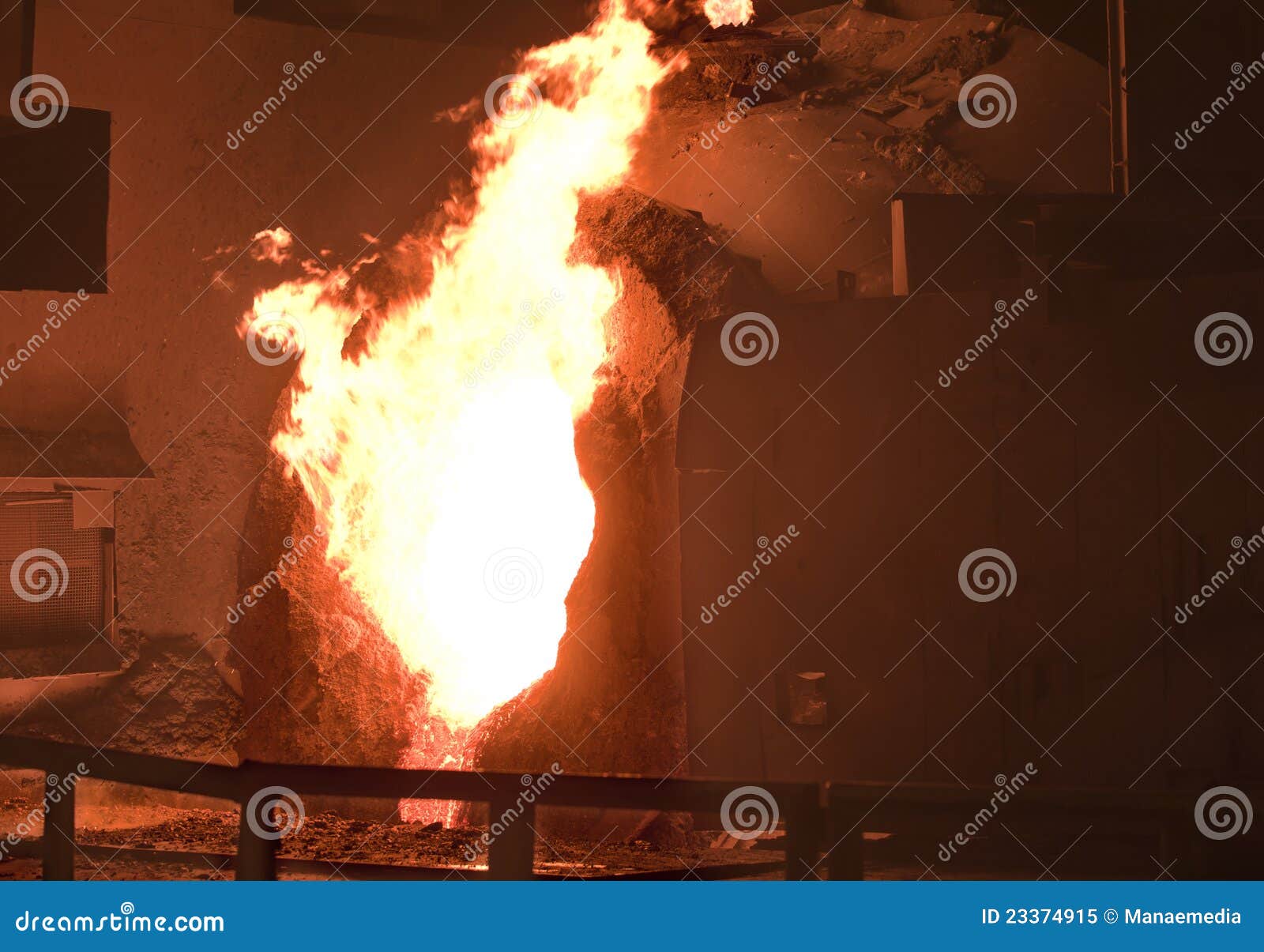 Pouring of liquid metal stock image. Image of furnace - 23374915