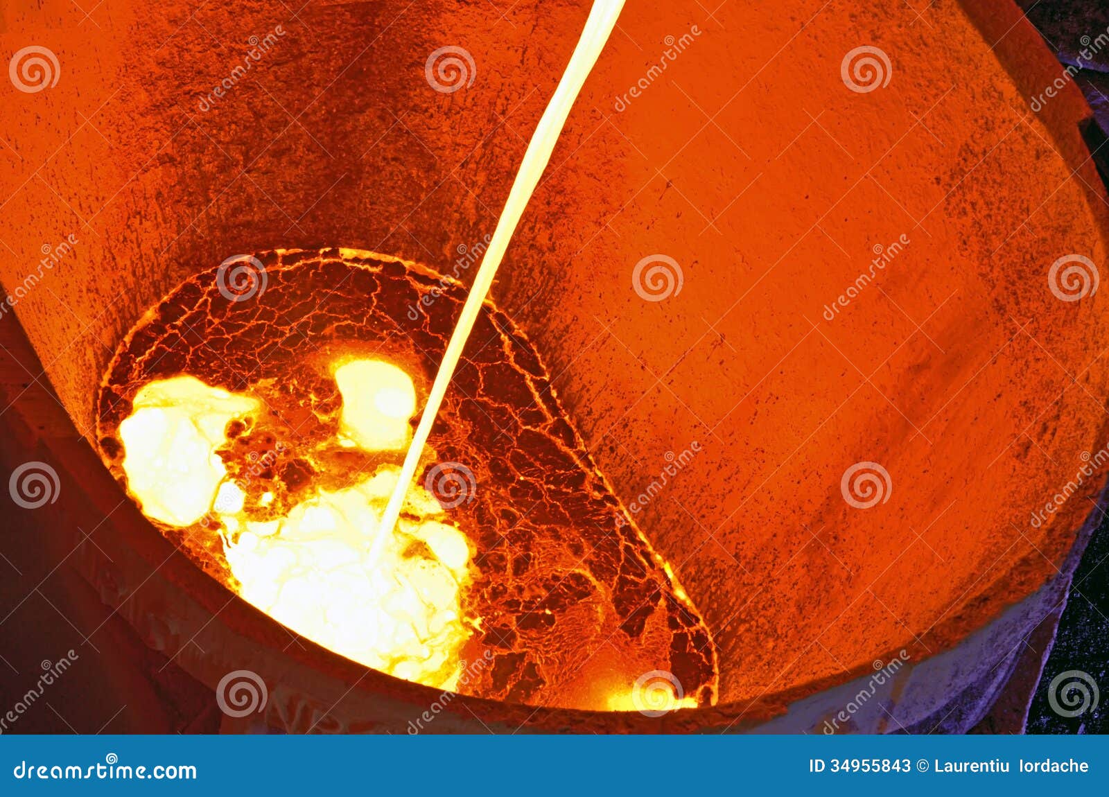 Pouring of liquid metal stock image. Image of cast, construction - 34955843