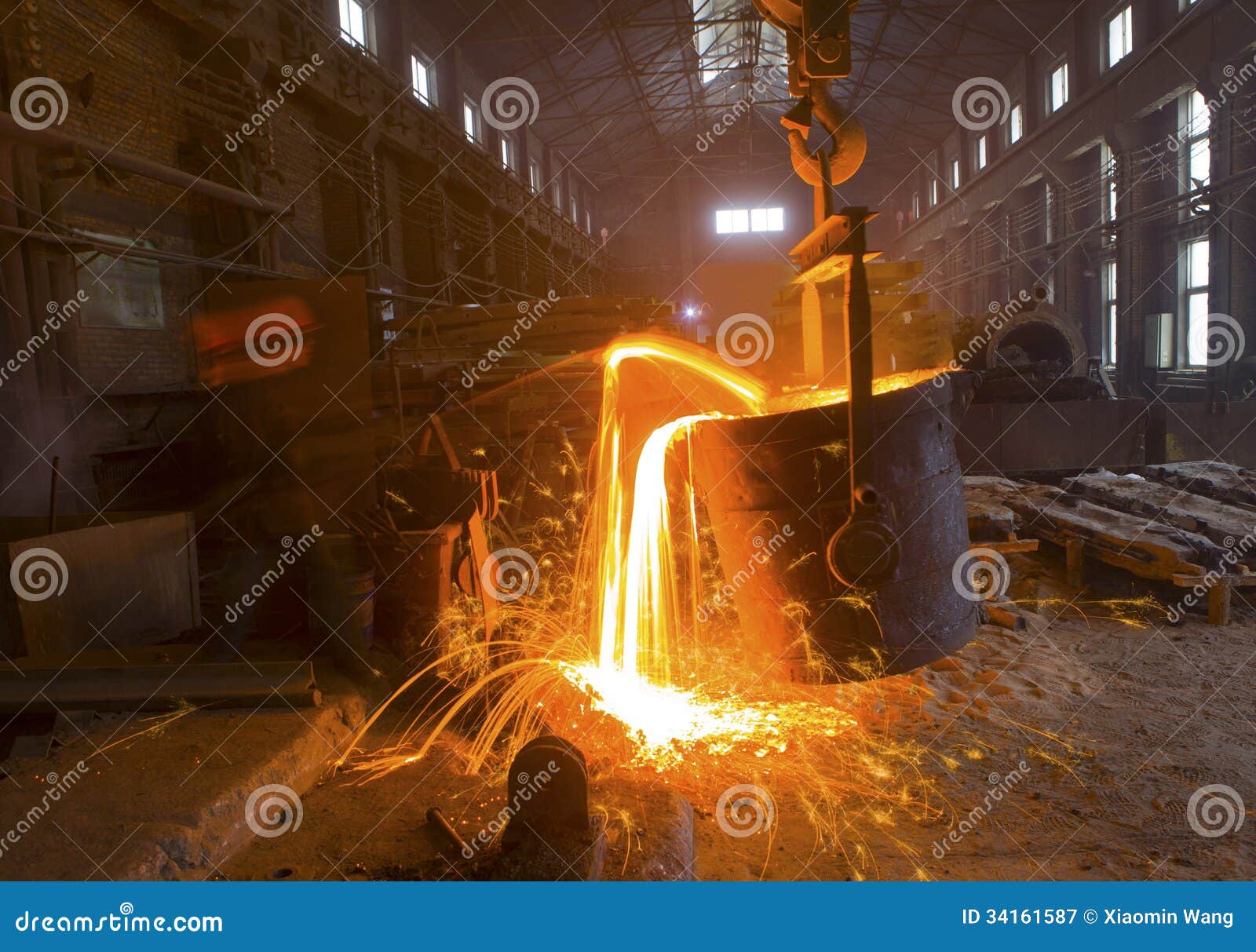 Pouring of liquid metal stock image. Image of hearth - 34161587