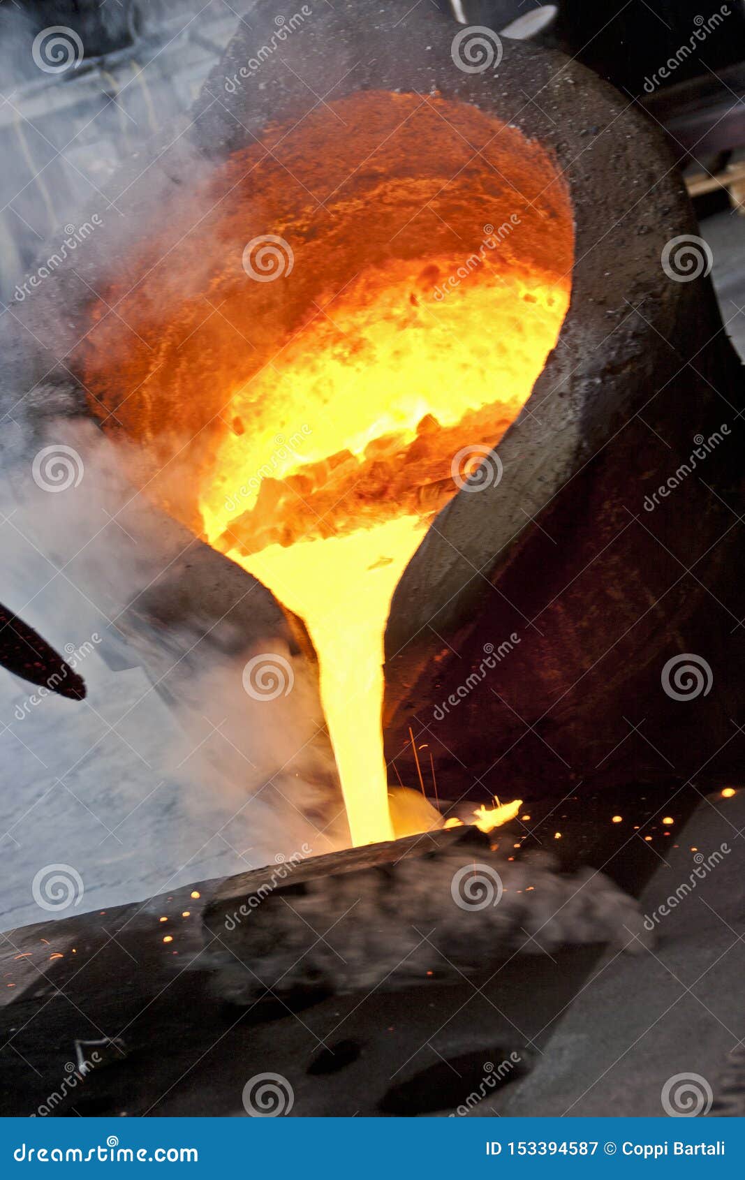 Pouring of liquid metal stock image. Image of light - 153394587