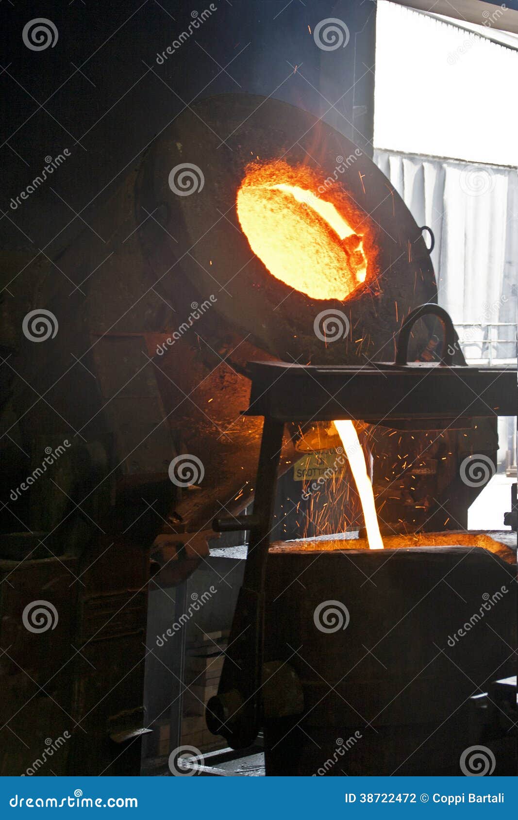 Pouring of liquid metal stock photo. Image of furnace - 38722472