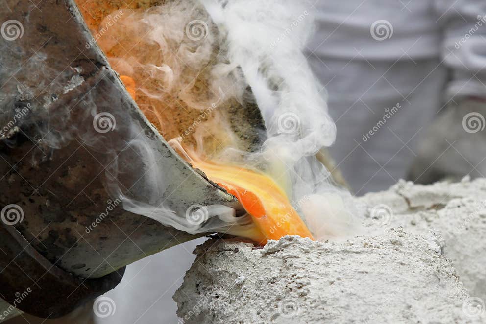 Pouring Liquid Metal into Mold Stock Image - Image of iron, liquid ...