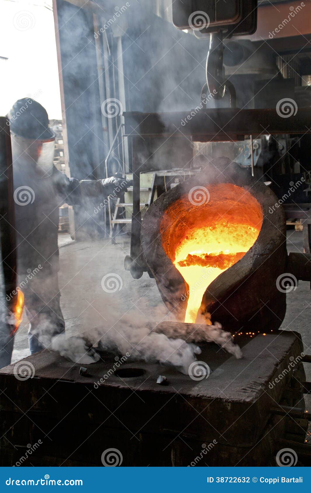 Pouring of liquid metal stock photo. Image of framework - 38722632