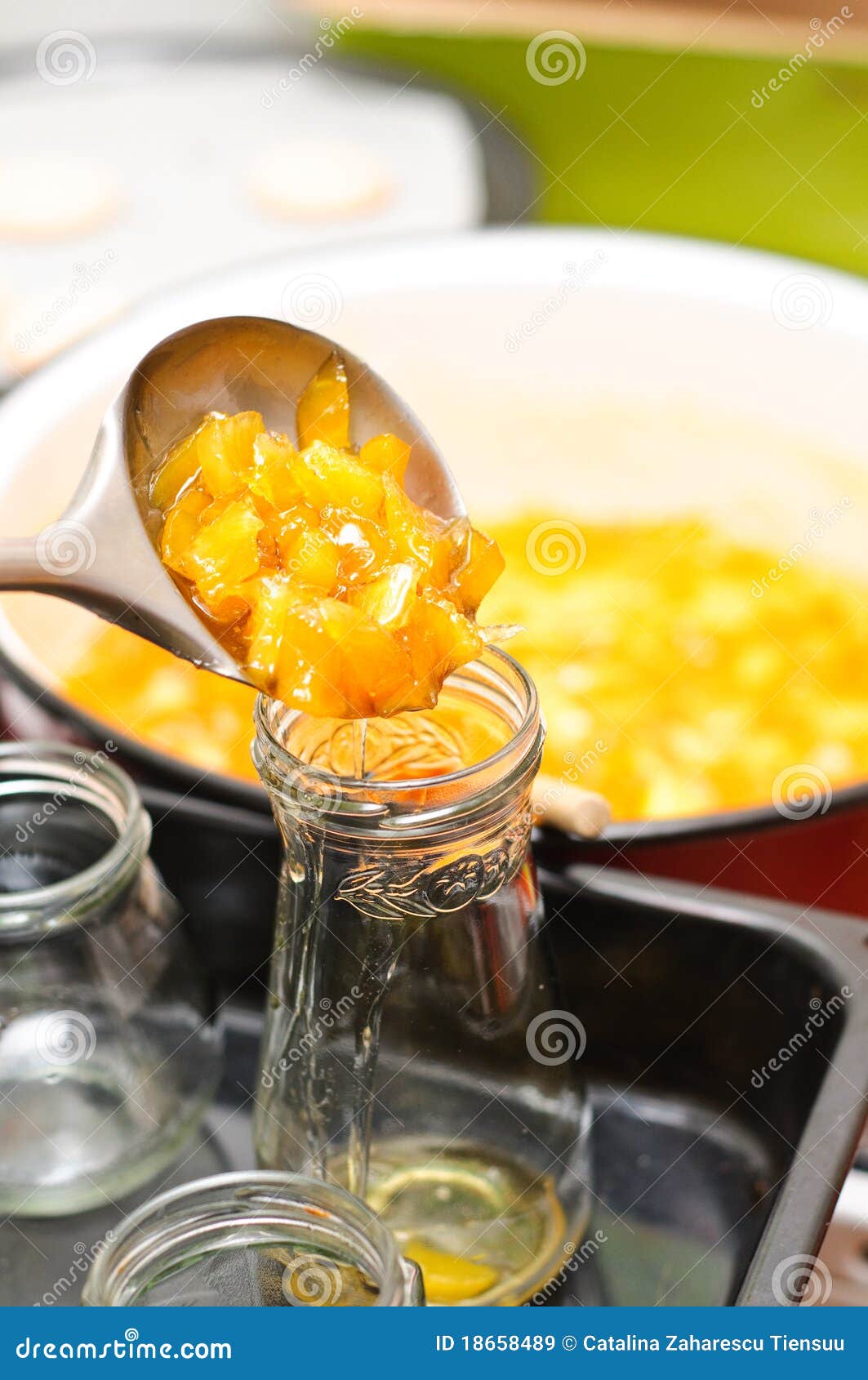Pouring mango jam stock image. Image of kitchen, pineapple - 18658489