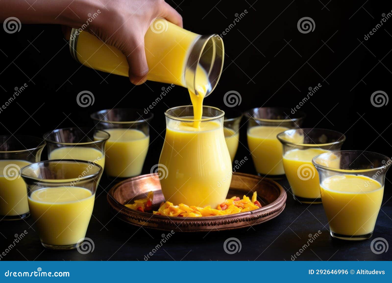 Pouring Mango Lassi from a Jug into Glasses Stock Illustration ...