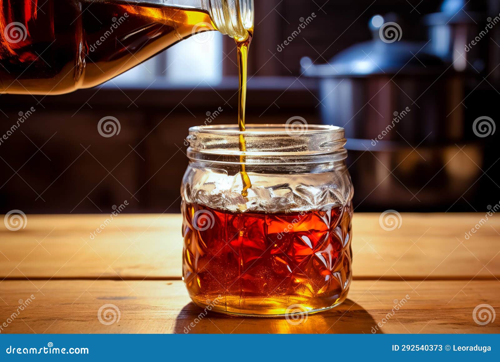 Pouring Maple Syrup into a Glass Bottle. Generative AI Stock ...