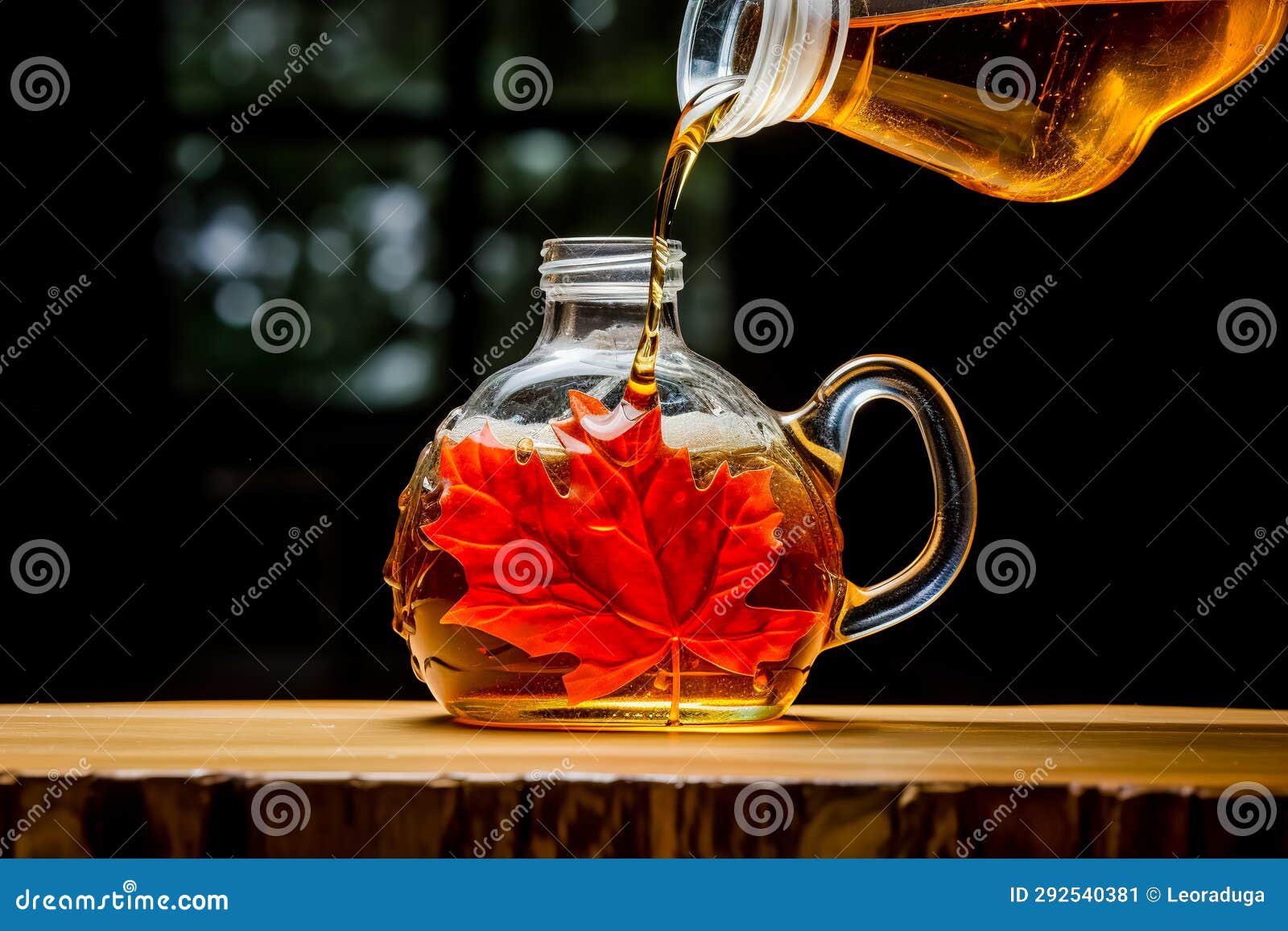 Pouring Maple Syrup into a Glass Bottle. Generative AI Stock ...