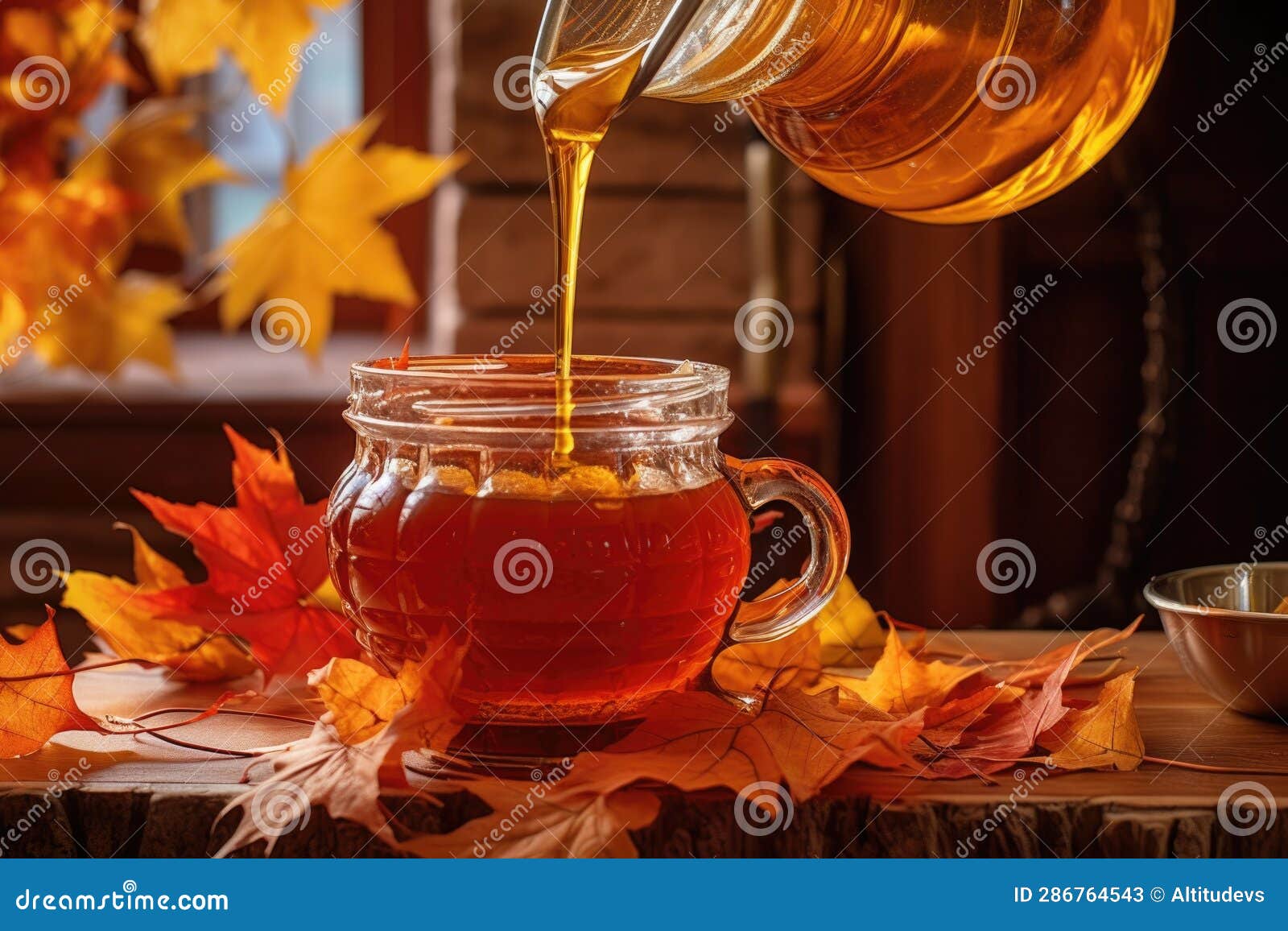 Pouring Maple Syrup into a Glass Jar Stock Illustration - Illustration ...