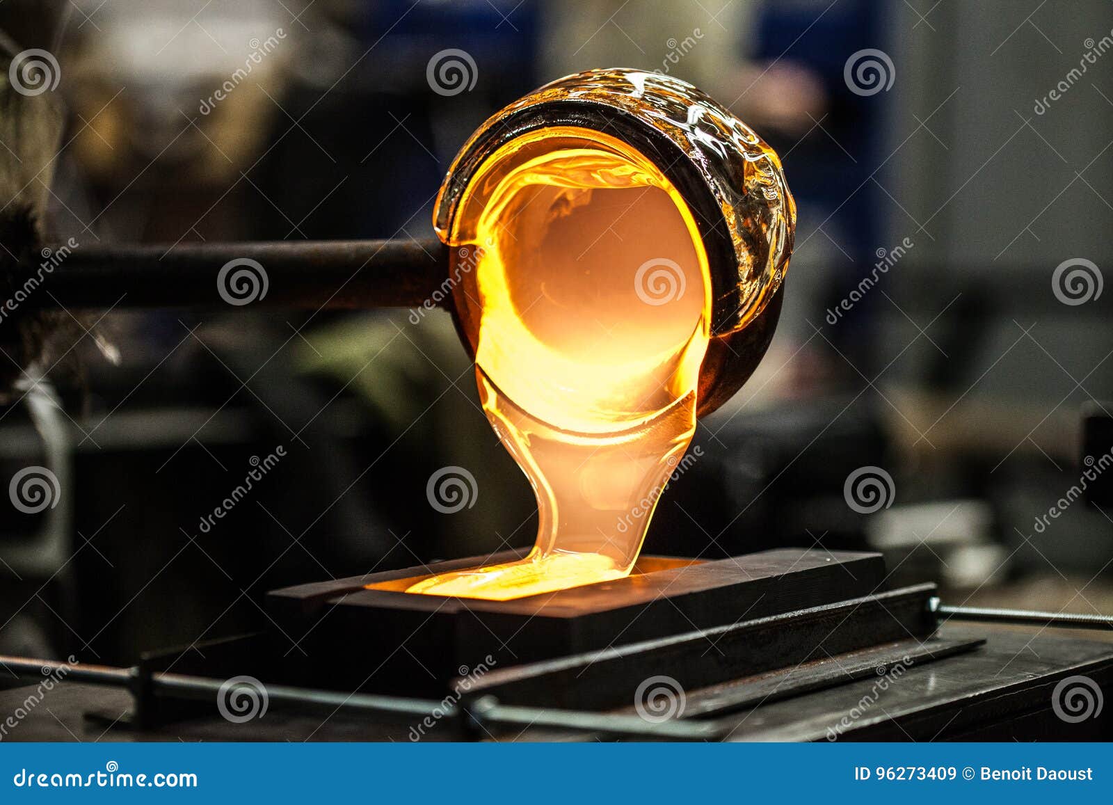 Pouring Melted Glass into Graphite Mold Stock Image - Image of making ...
